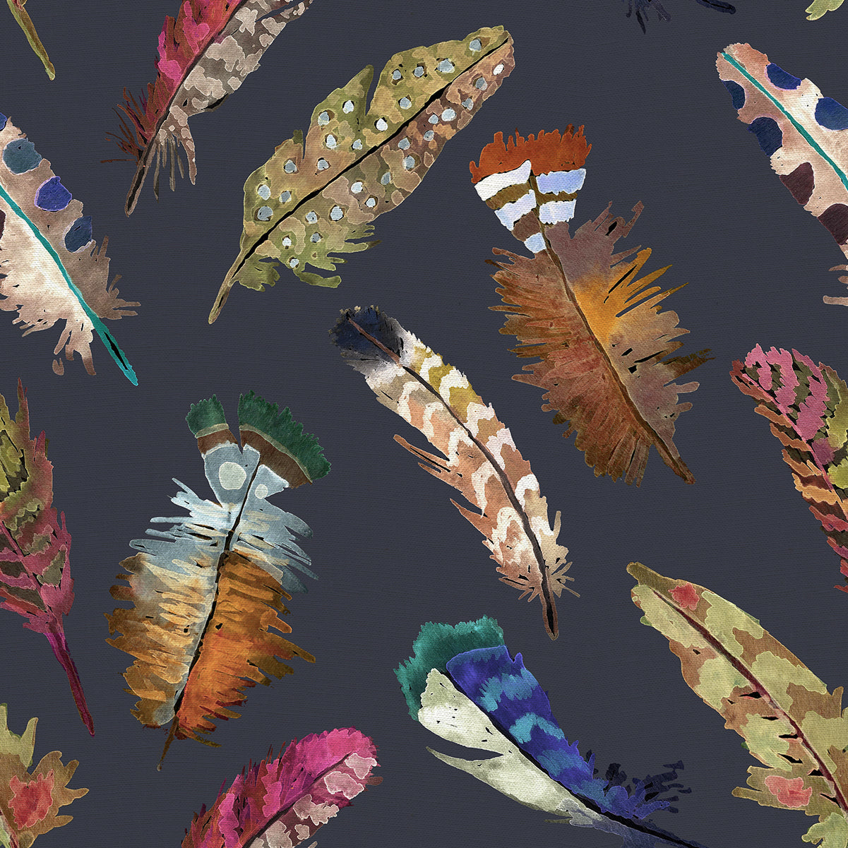 Feathers Fabric in Earth - Betsy Olmsted